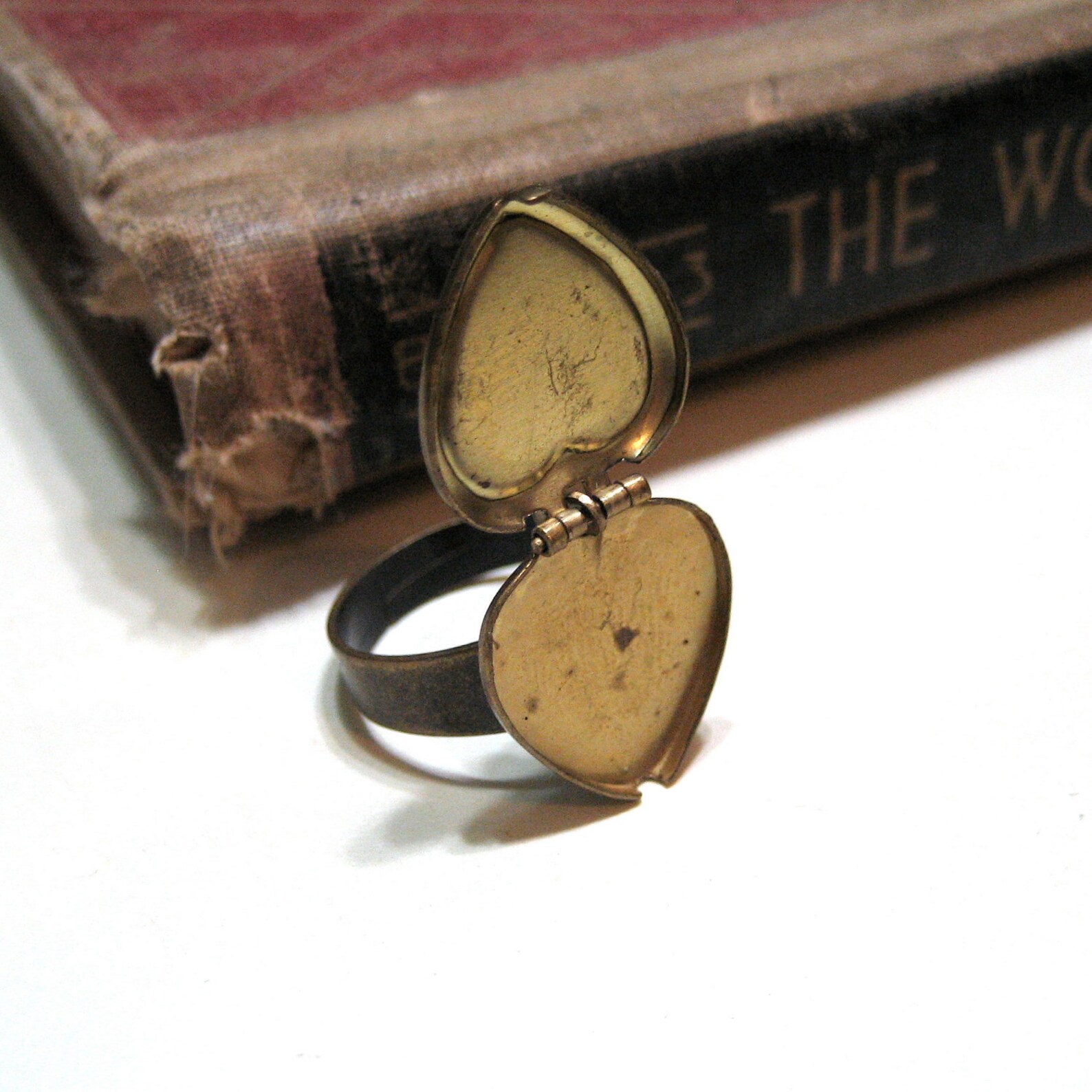 Vintage Heart Locket Ring Solid Brass Adjustable Photo - Etsy