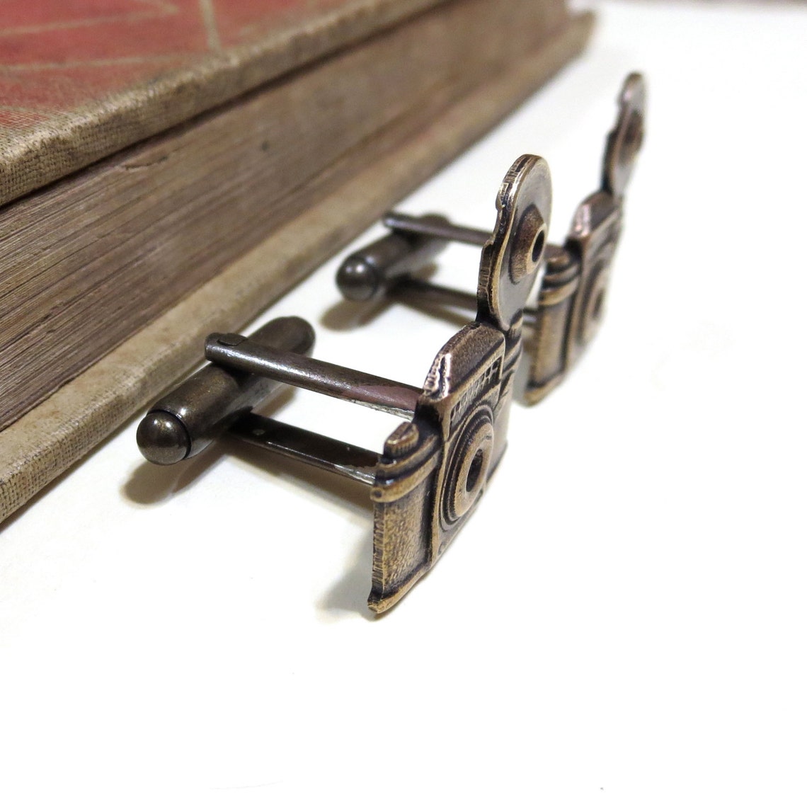 Antique Brass Camera Cufflinks Gold Plated Cuff Links | Etsy