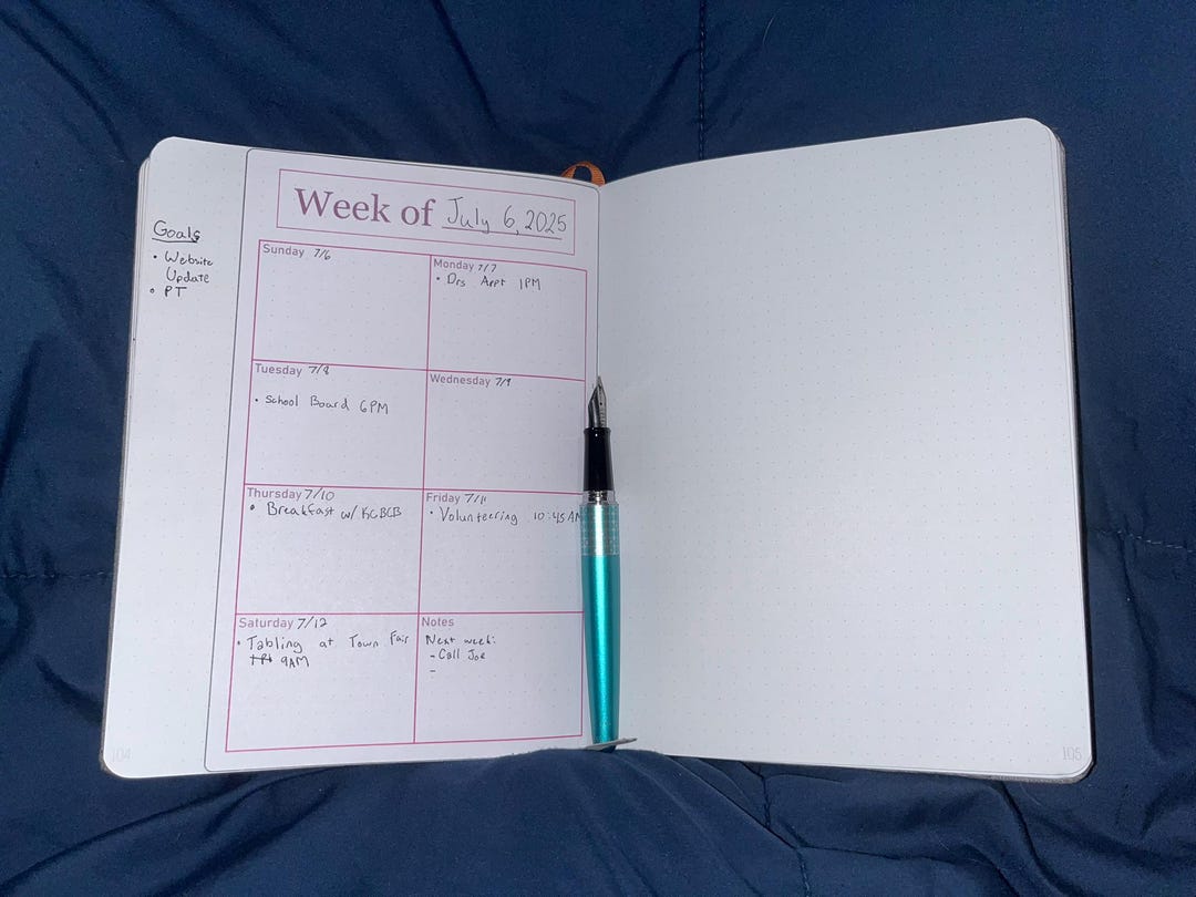 Printable Week Grid - 1-page Bullet Journal Spread - Sunset - Etsy