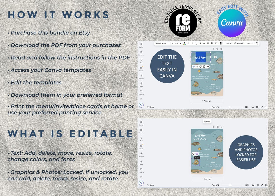 Custom Printable Ocean-themed Dinner Set | Invites, Menu & Place Cards ...