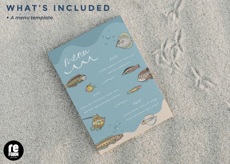 Custom Printable Ocean-themed Dinner Set | Invites, Menu & Place Cards ...