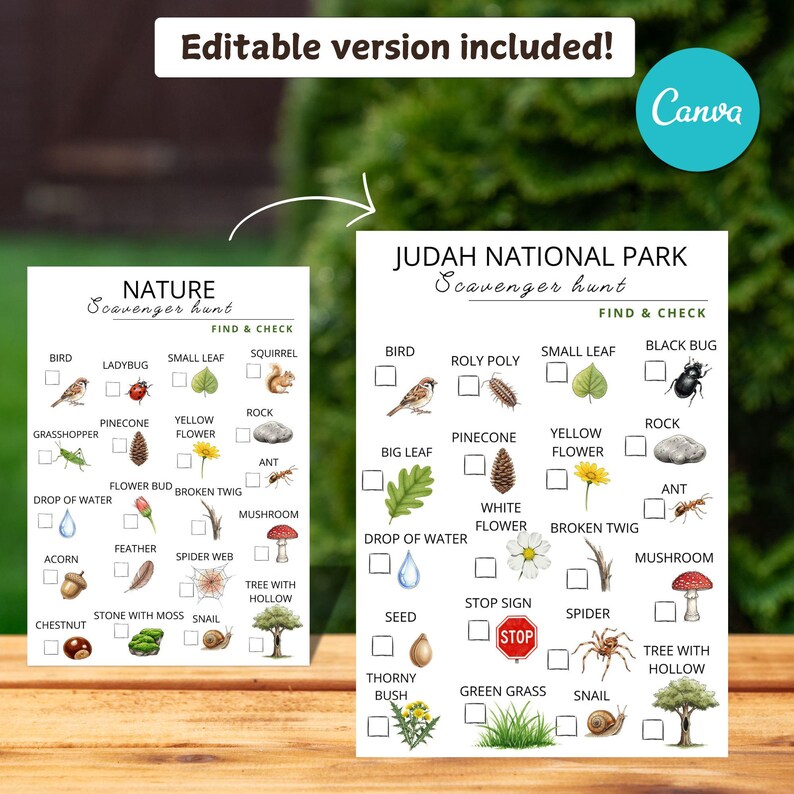 Editable Nature Scavenger Hunt for Kids Outdoor Nature Scavenger Hunt ...