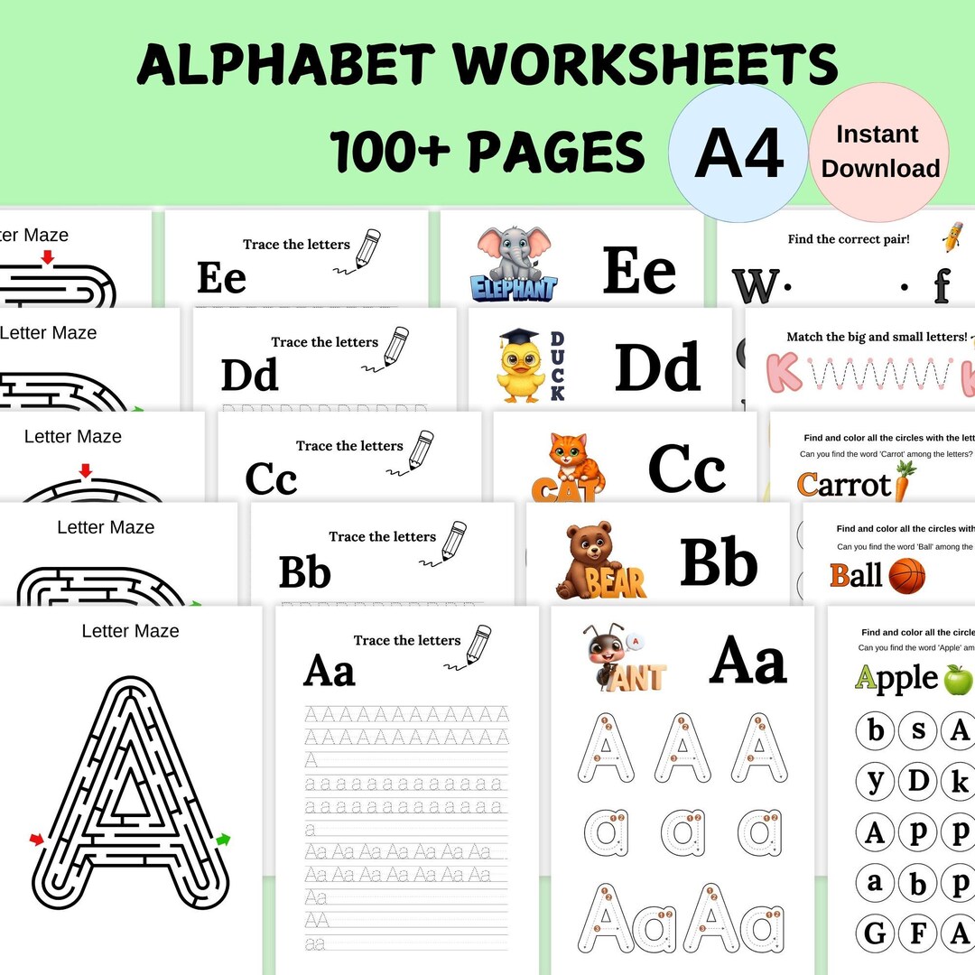 Alphabet Worksheets Bundle Printable Alphabet Letter Activity Circling ...