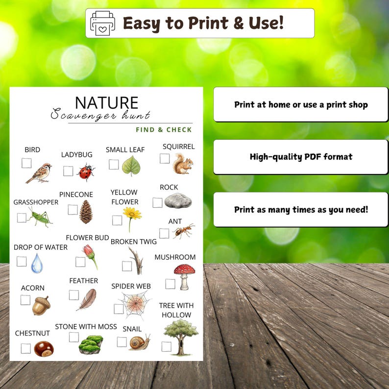 Nature Scavenger Hunt Printable: Outdoor Camping Game (digital Download ...