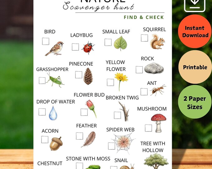 Printable Nature Scavenger Hunt for Kids | Outdoor Scavenger Hunt ...