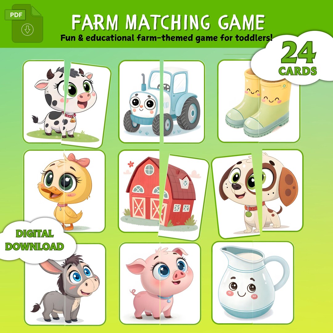 Farm Matching Game Printable – Montessori Flashcards for Toddlers ...