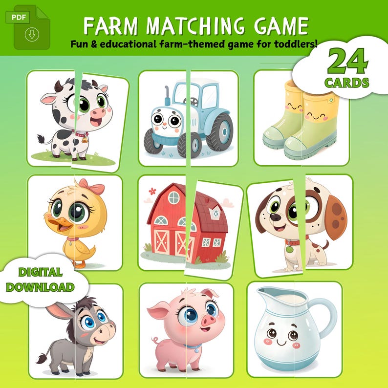 Farm Animal Matching Game: Montessori Toddler Activity (digital ...