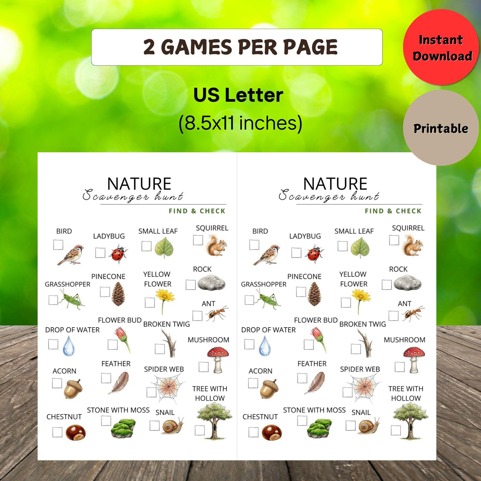 Nature Scavenger Hunt Printable: Outdoor Camping Game (digital Download ...