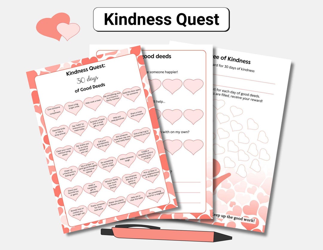 Acts of Kindness Tracker Kindness Calendar for Kids Printable Kindness ...