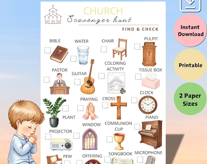 Catholic Church Scavenger Hunt for Kids (PDF) - Etsy Canada
