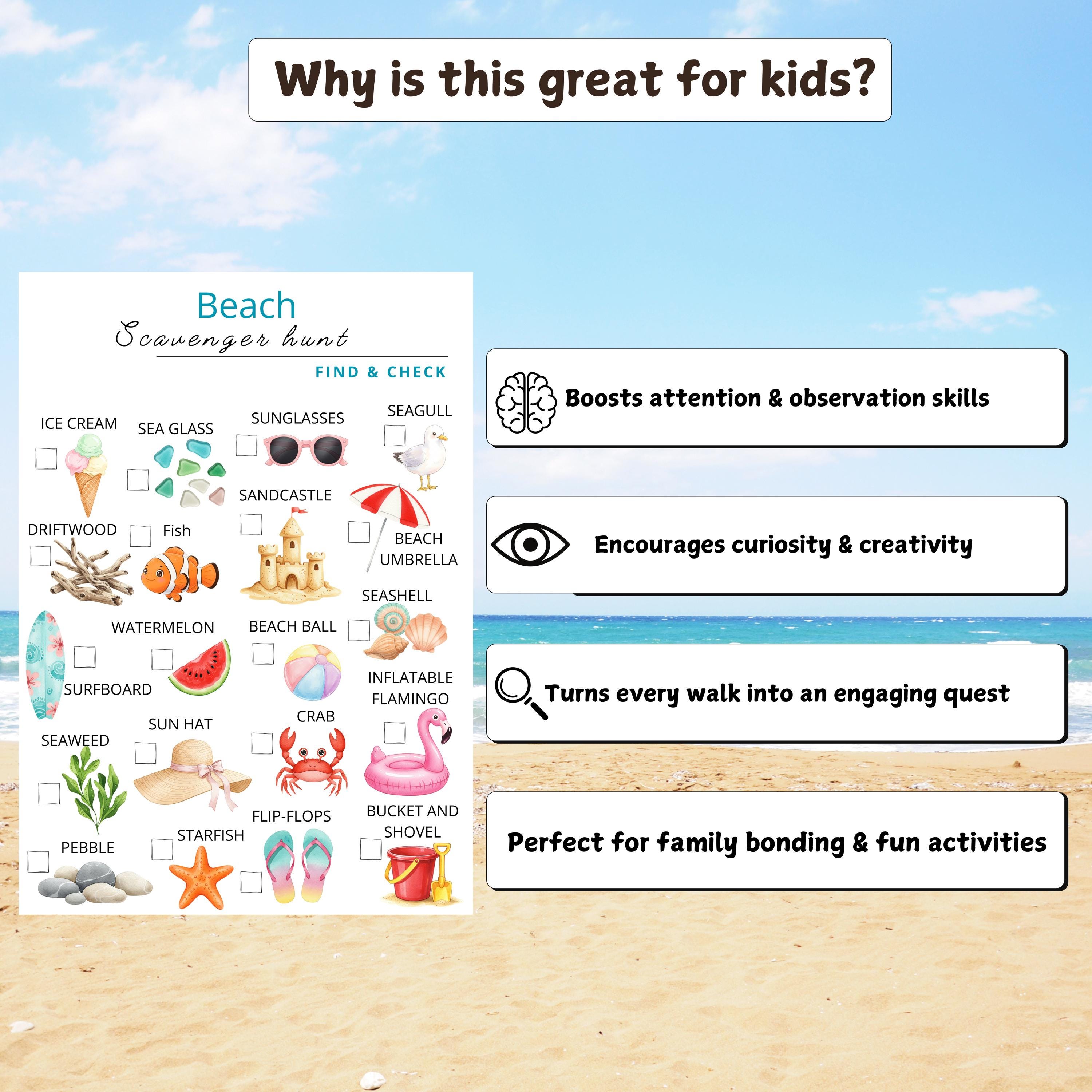 Beach Scavenger Hunt for Kids: Summer Nature Game (printable PDF - Etsy