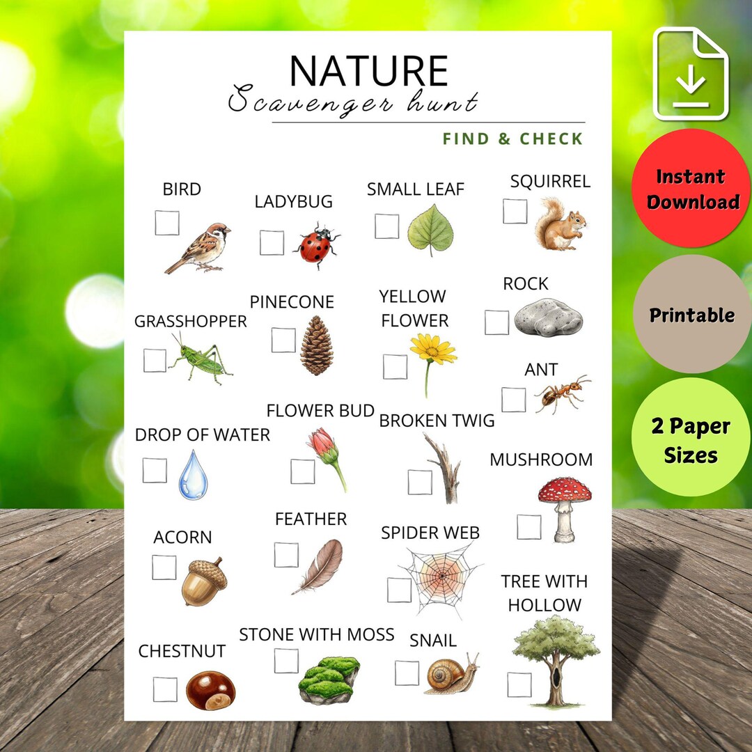 Nature Scavenger Hunt Printable: Outdoor Camping Game (digital Download ...