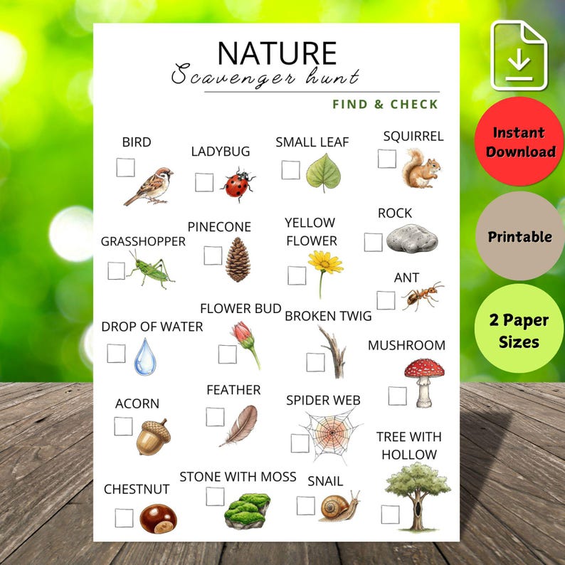 Nature Scavenger Hunt Printable: Outdoor Camping Game (digital Download ...