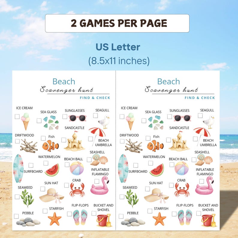 Beach Scavenger Hunt Printable PDF | Kids Beach Activity | Summer ...