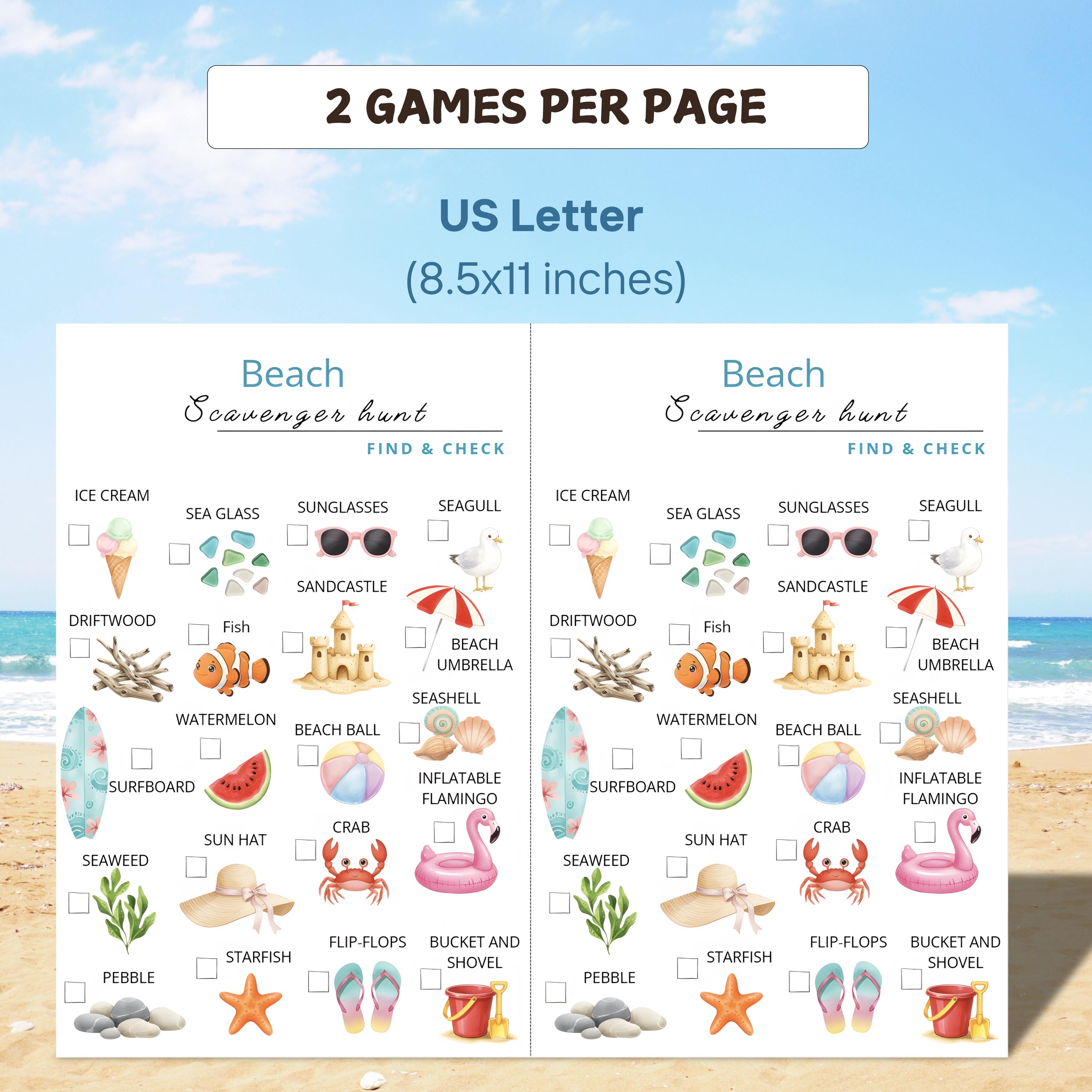 Beach Scavenger Hunt for Kids: Summer Nature Game (printable PDF - Etsy