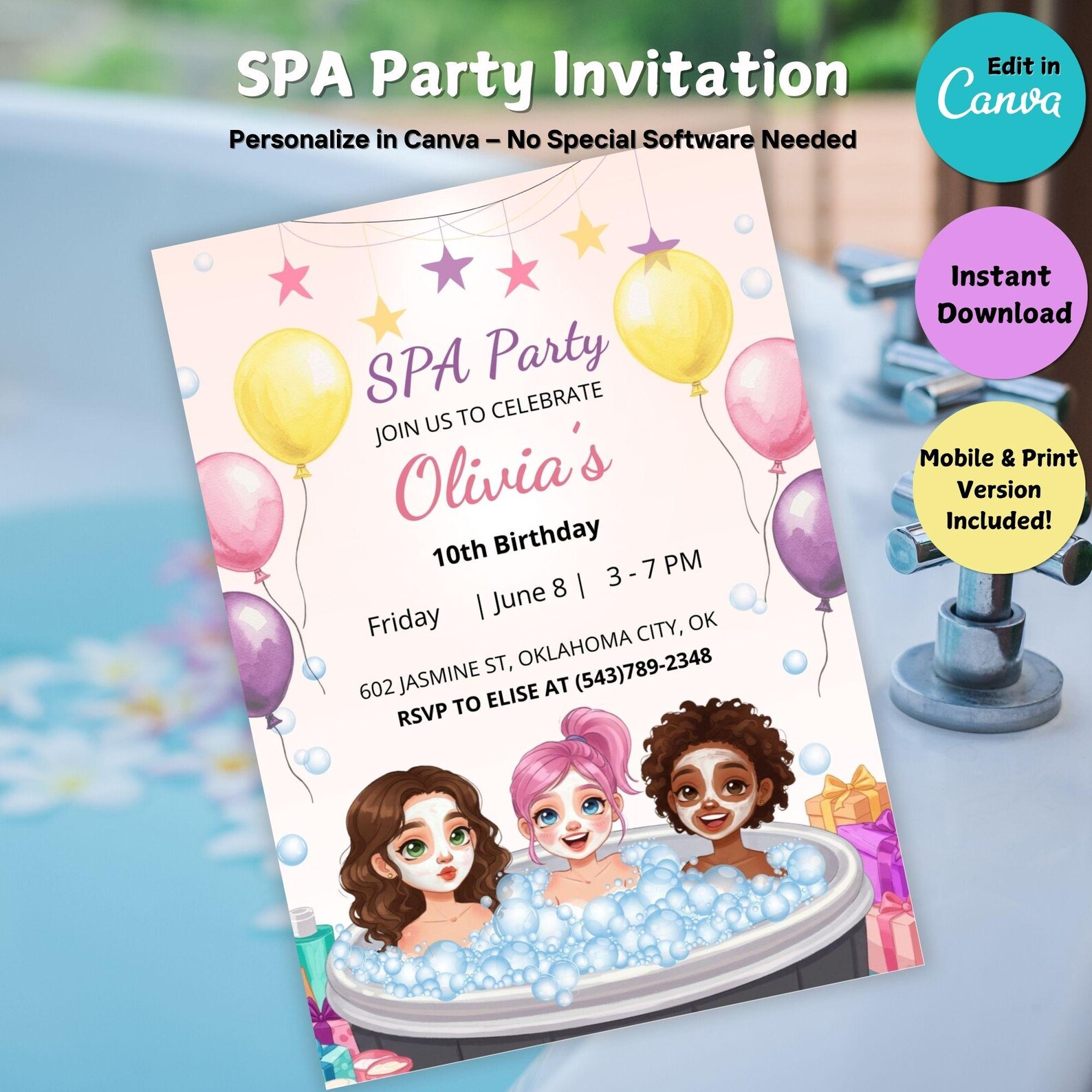 Pamper Beauty Party Girls Spa Slumber Party Spa Day Sleepover Glam ...