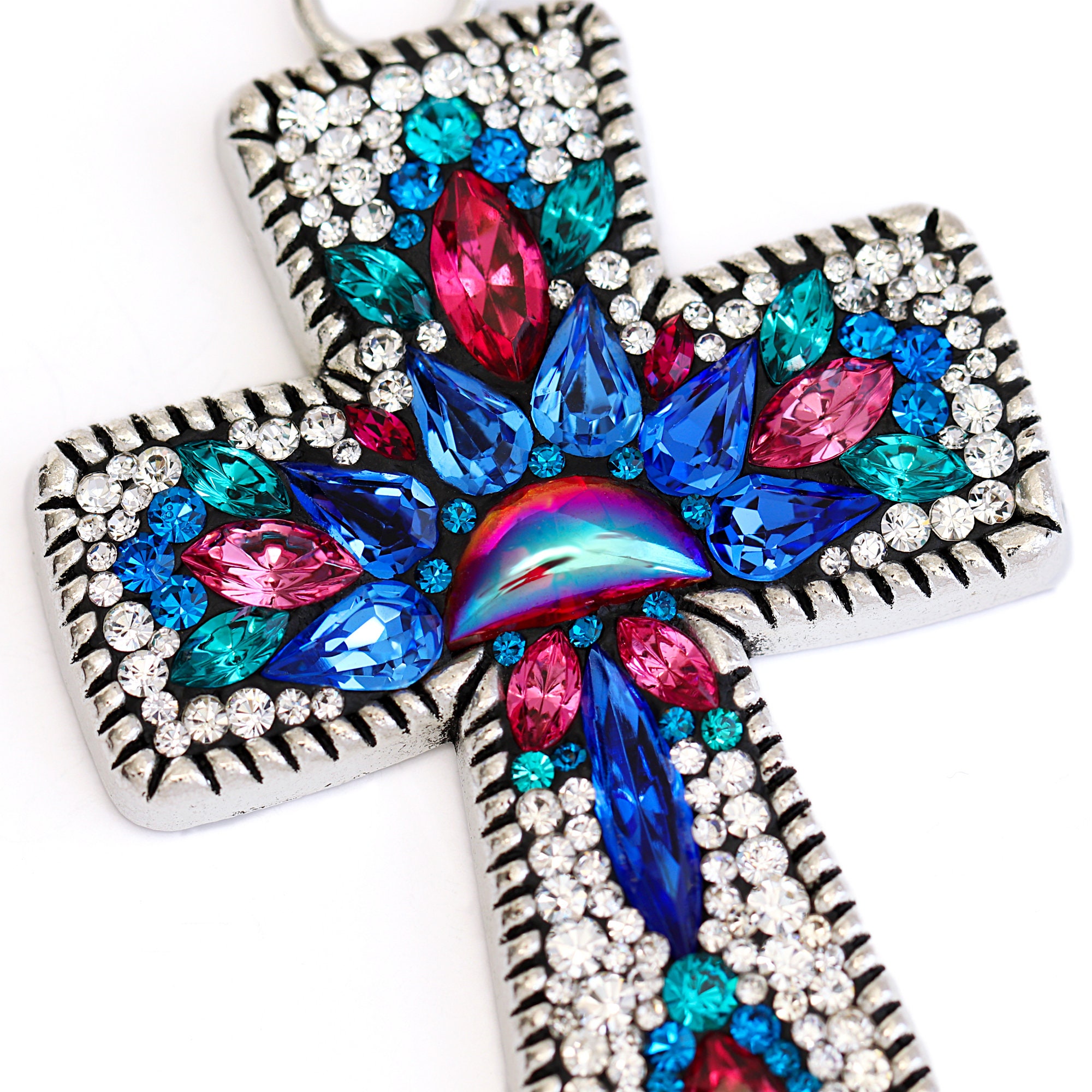 Pretty Crystal Iridescent Red Cross Handmade Rhinestone Cross 2 3/4 ...