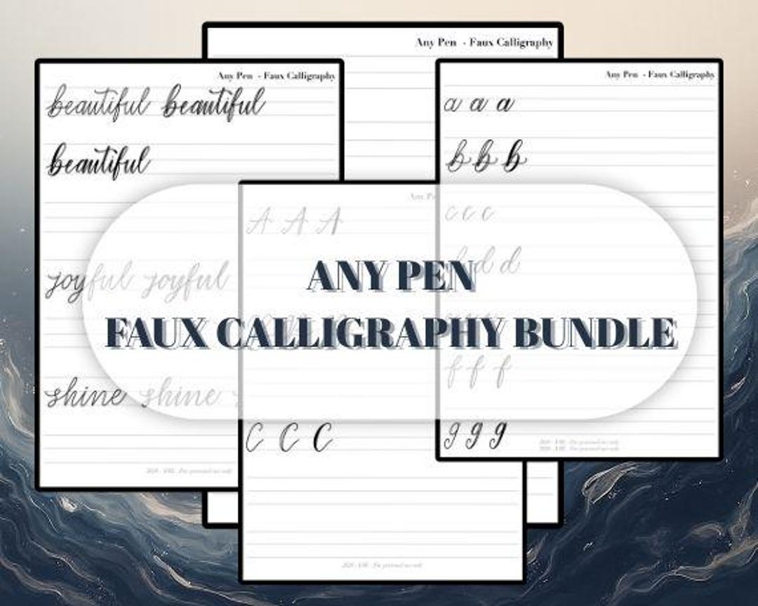Faux Calligraphy Practice Bundle | 20+ Pages of Hand Lettering ...