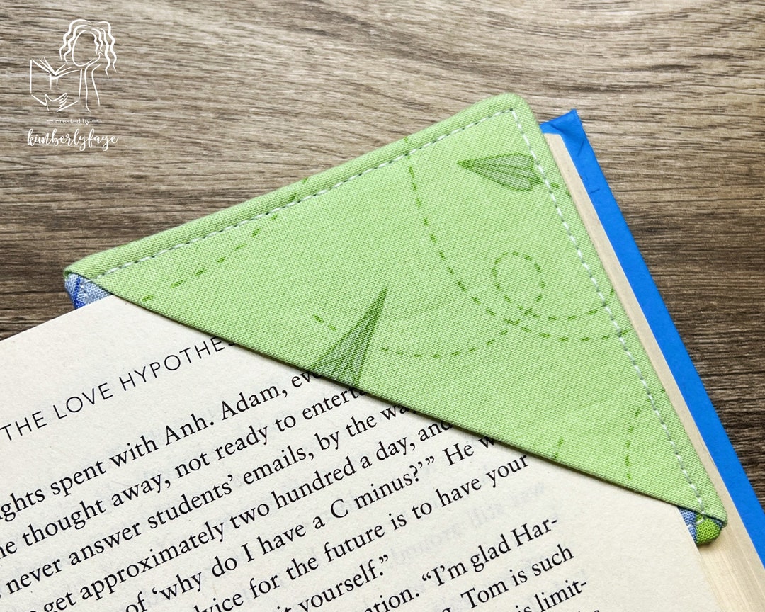 Green Paper Airplane Fabric Corner Bookmark Handmade Gifts for Readers ...