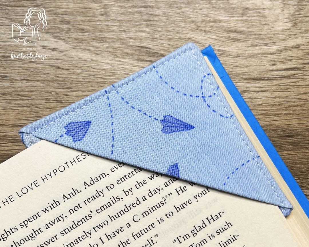 CLEARANCE Blue Paper Airplane Fabric Corner Bookmark KFC271 – Handmade ...