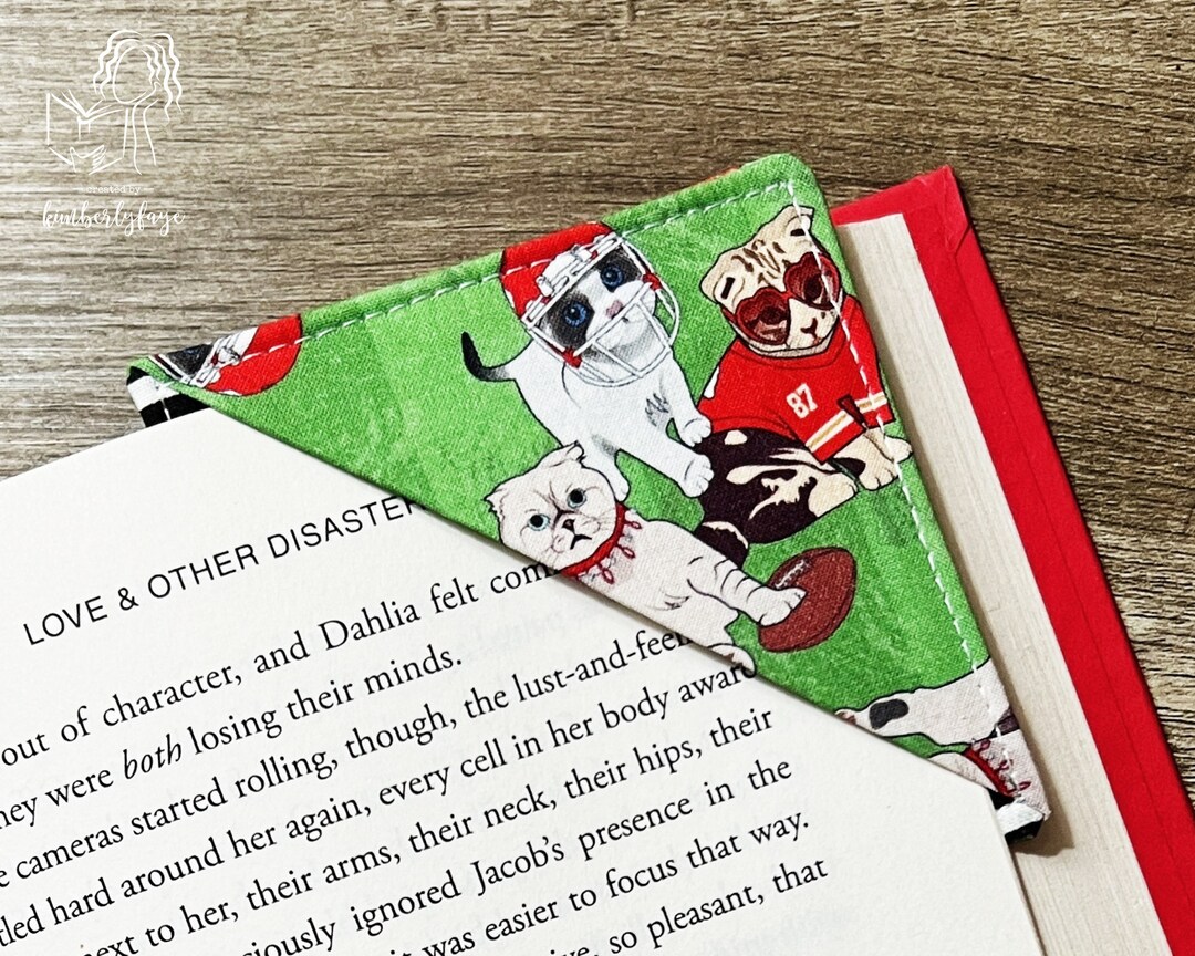 Football Cats Fabric Corner Bookmark Handmade Gift for Book Lovers TS ...