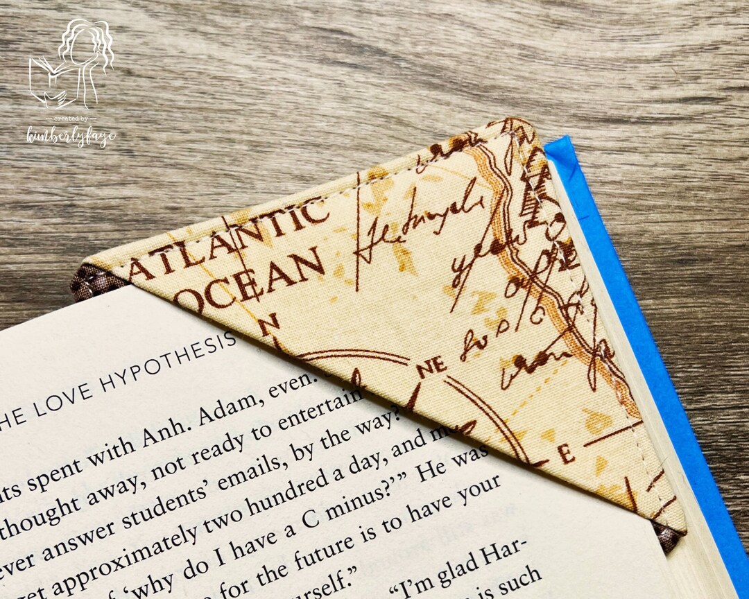 Old Map Fabric Corner Bookmark KFC275 Handmade Gifts for Readers and ...