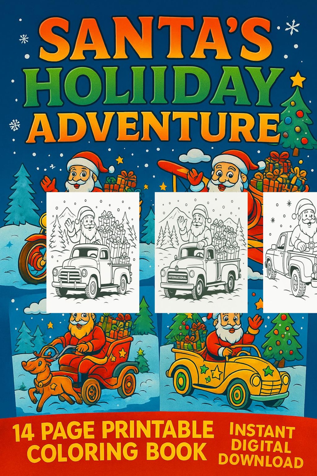 Santa's Adventure Coloring Book – 14-page Printable Christmas Fun for ...