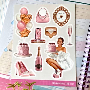 Birthday Girl Sticker Sheet, Fashion Aesthetic Stickers, Happy Birthday ...