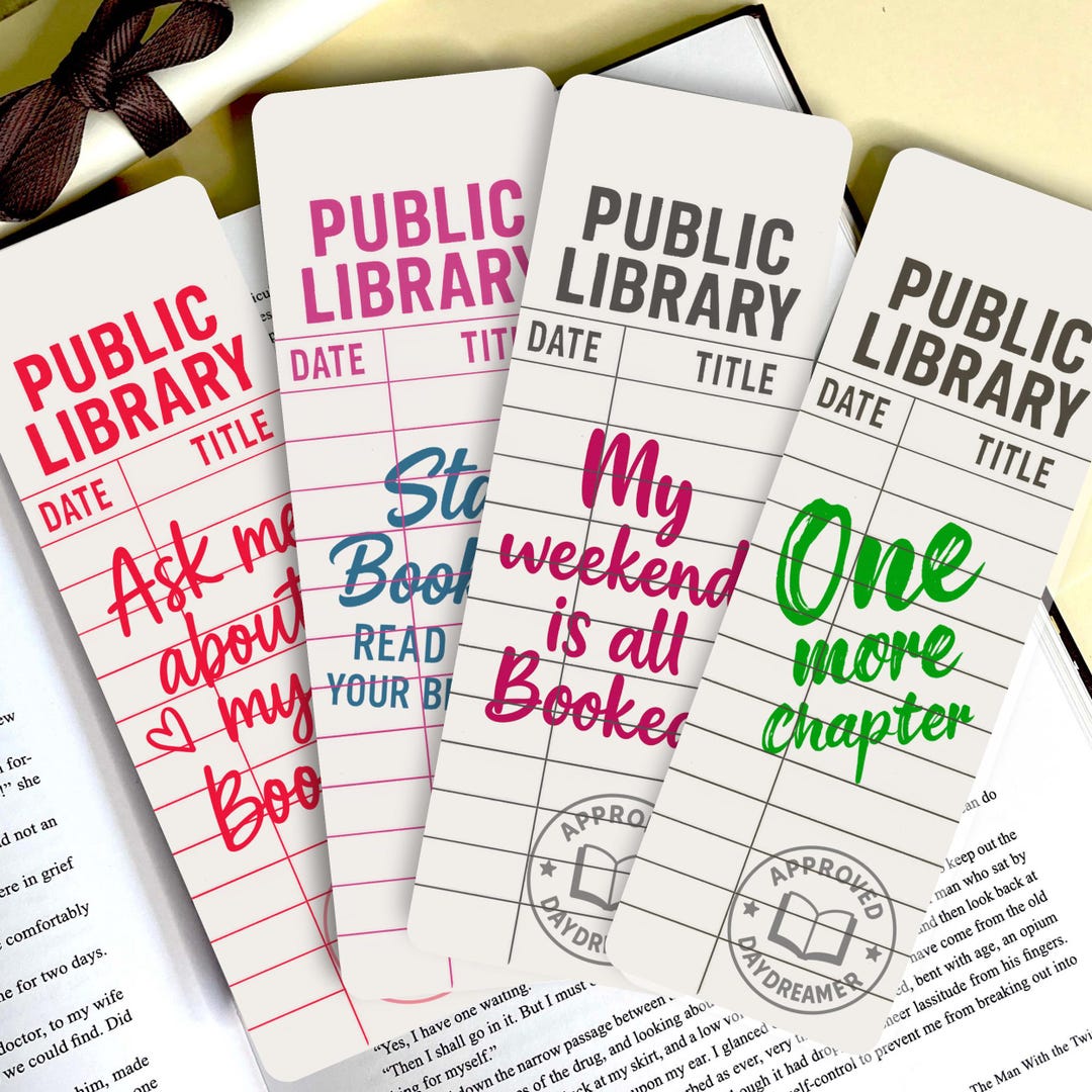 Library Card Bookmarks, Funny Quotes Bookmark Set, Vintage Public ...