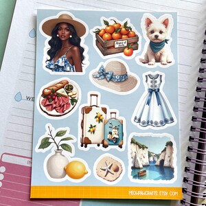 Summer Mediterranean Sticker Sheets, Coastal Aesthetic Vinyl Stickers ...