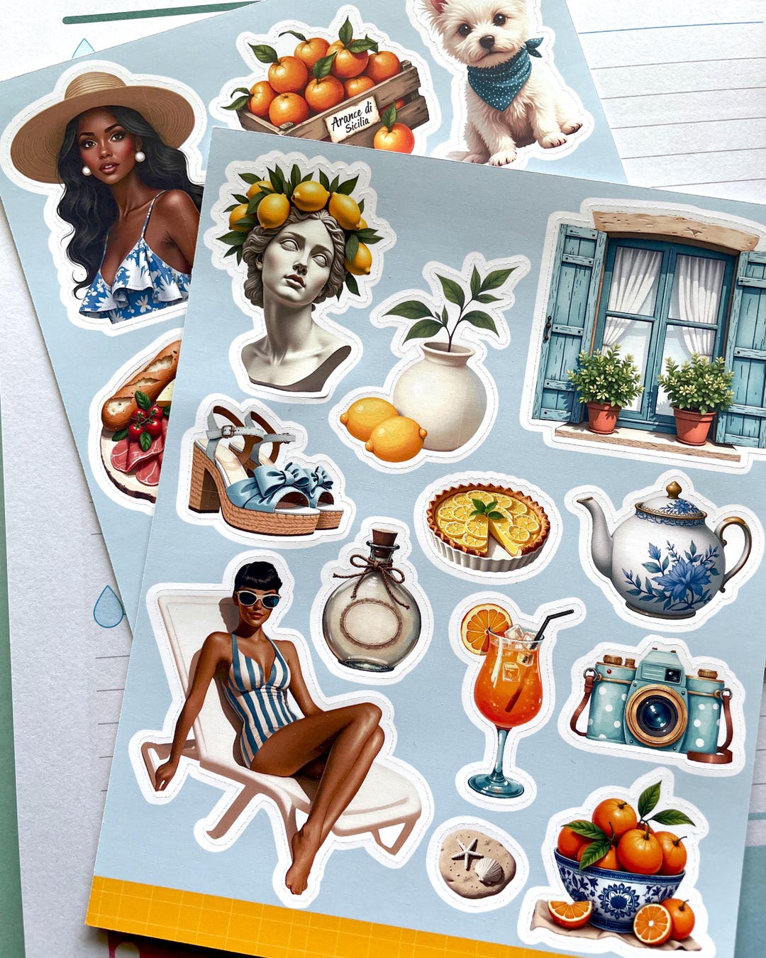 Summer Mediterranean Sticker Sheets, Coastal Aesthetic Vinyl Stickers ...