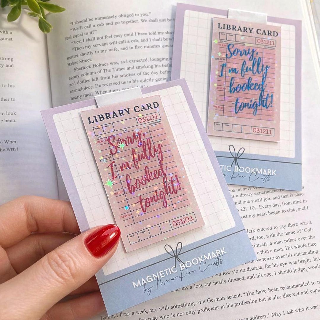Library Card Magnetic Bookmarks, Funny Bookish Quote, Vintage Public ...