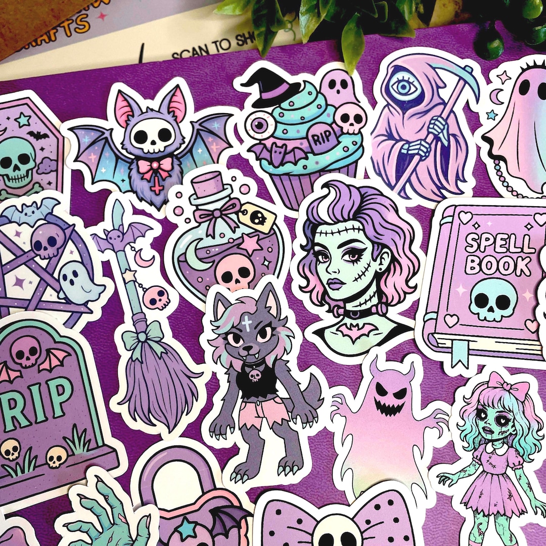 Pastel Goth Sticker Pack 21 Pcs Halloween Stickers, Creepy Cute ...