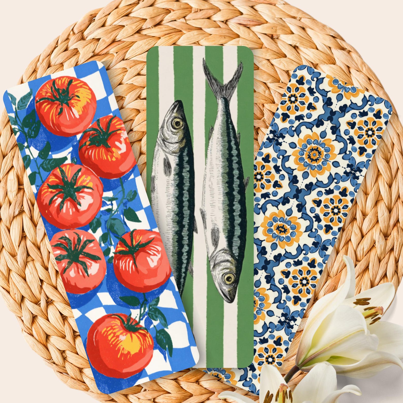 Sardines Tomato Bookmarks, Mediterranean Bookmark Set, Italian Summer ...