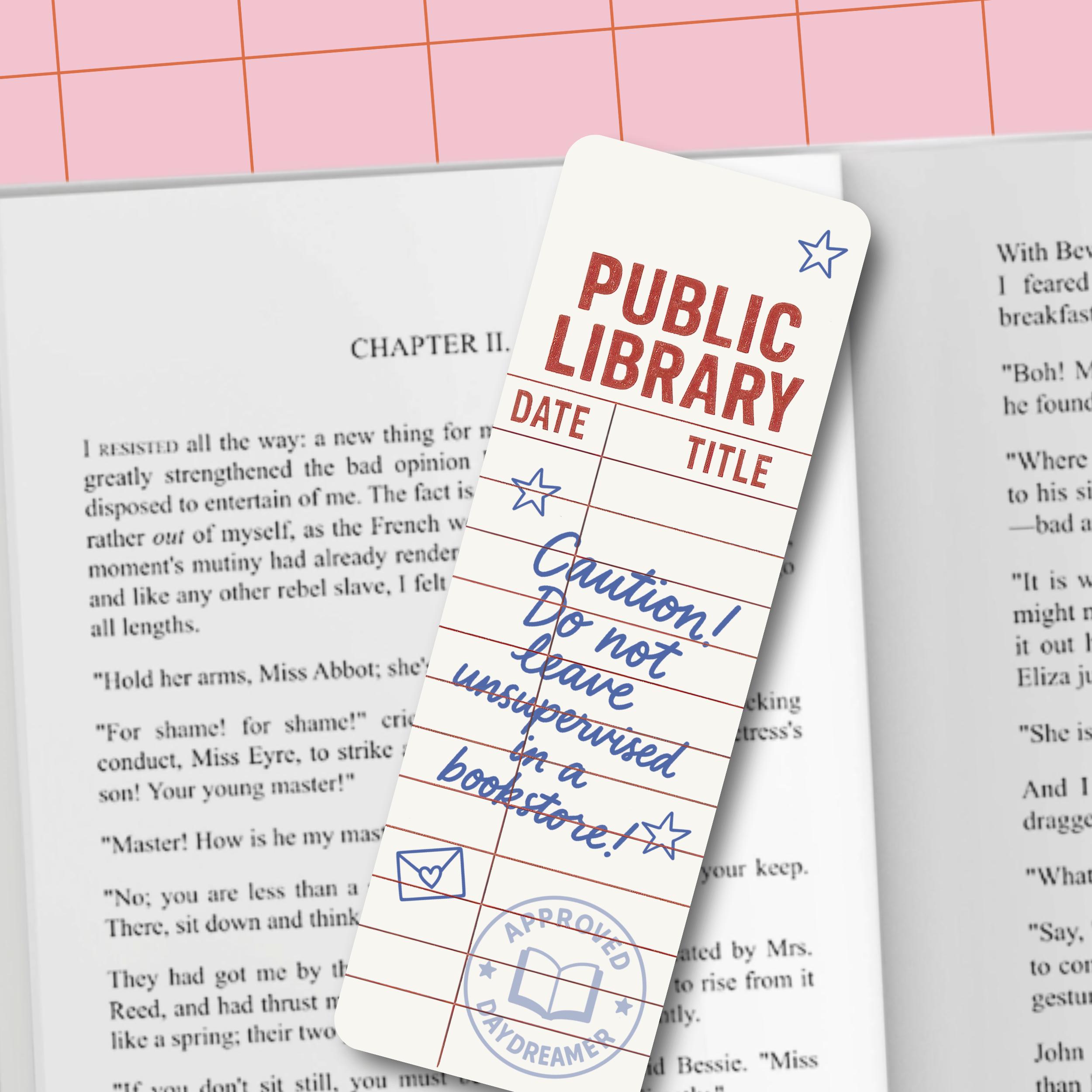 Library Card Bookmarks, Funny Bookish Quotes Bookmark Set, Vintage ...
