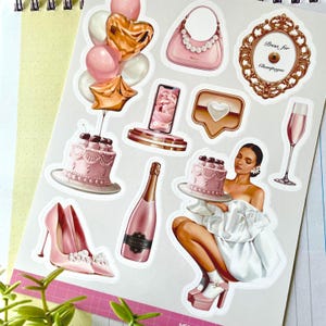 Birthday Girl Sticker Sheet, Fashion Aesthetic Stickers, Happy Birthday Pink Vinyl Stickers for ...