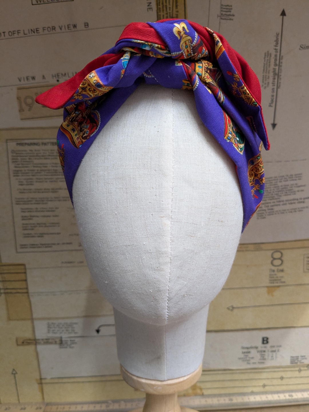 Purple Crown Headband: Reversible Retro Headscarf - Etsy