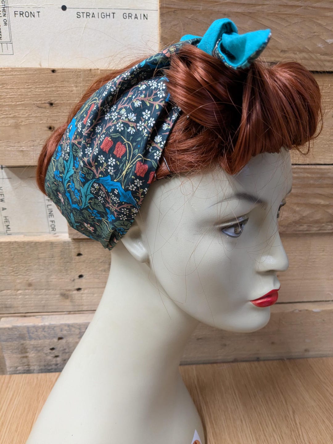 William Morris Headband, Vintage Style, Self Tie, Headband, 1940's ...