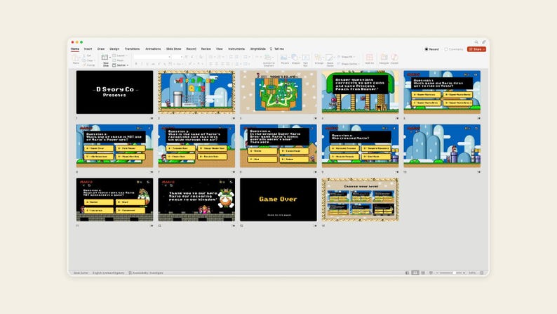 Super Mario Quiz Presentation Template Editable Powerpoint for Fun and ...