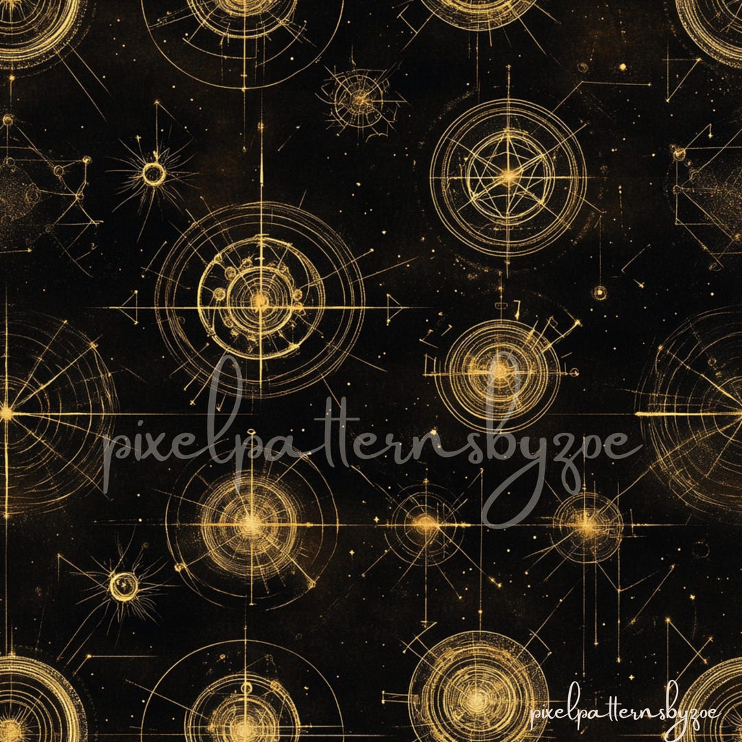 Mystical Gold Star Map Pattern: Celestial Astrology Digital Paper for ...