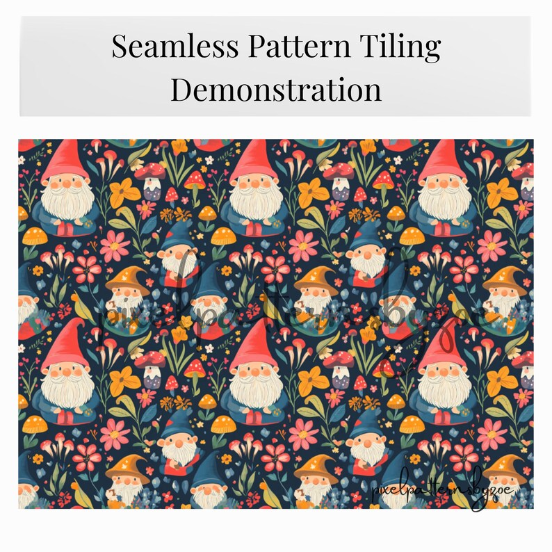 Enchanting Garden Gnome Seamless Pattern: Digital Download for Fabric ...