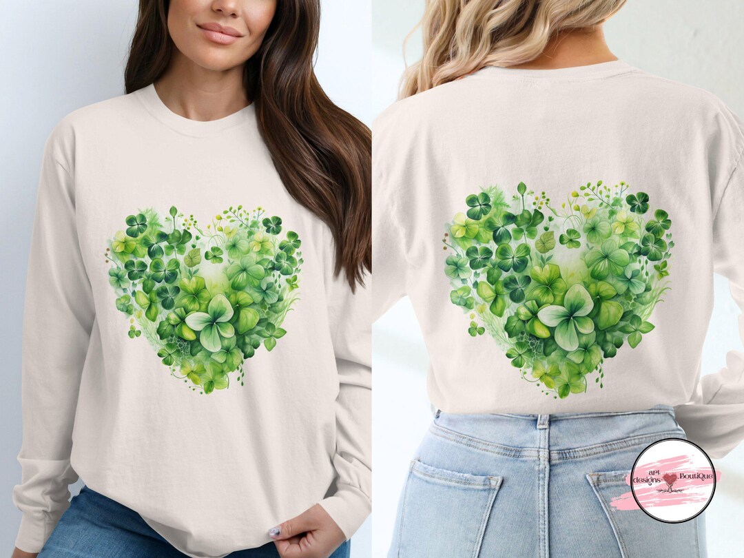 Clover Heart PNG, Green Heart Sublimation, St Patrick Heart, Heart Png ...