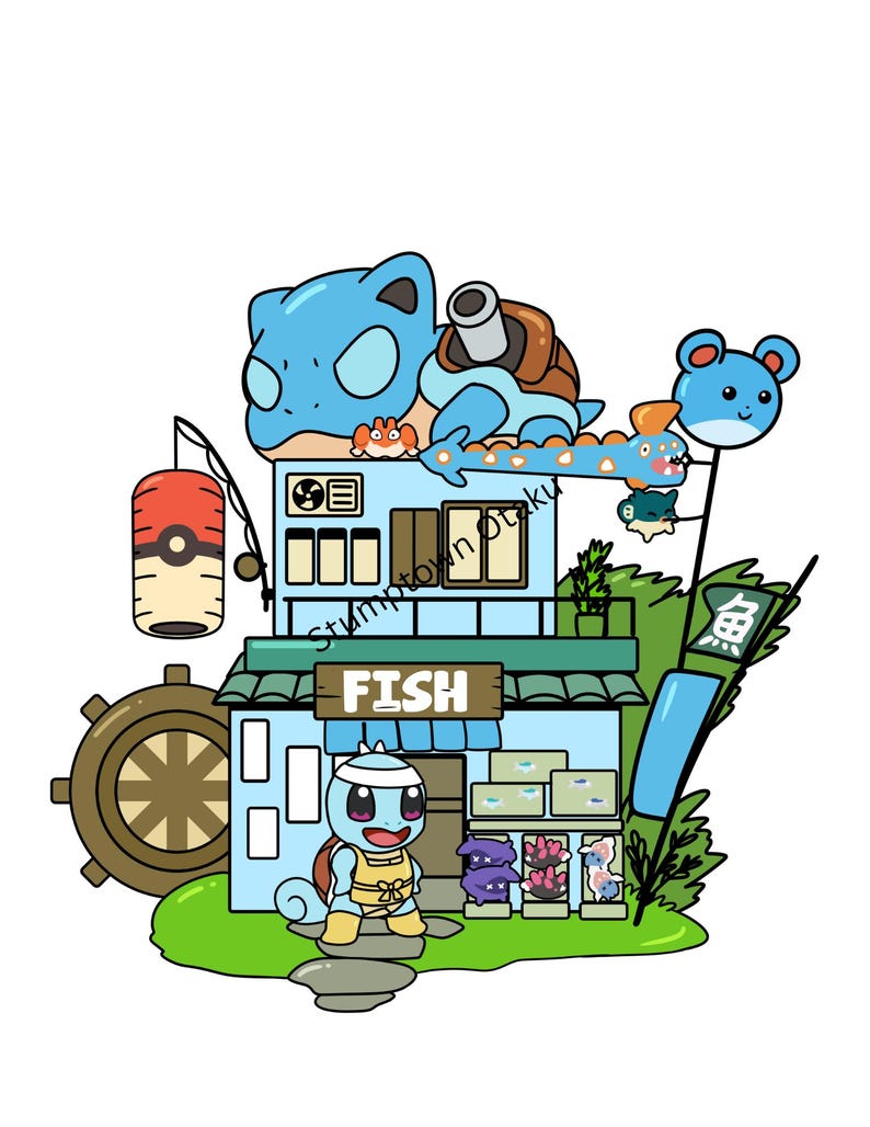 Squirtle Fire Station – Kawaii Pokémon Firehouse Art Print | Rescue ...