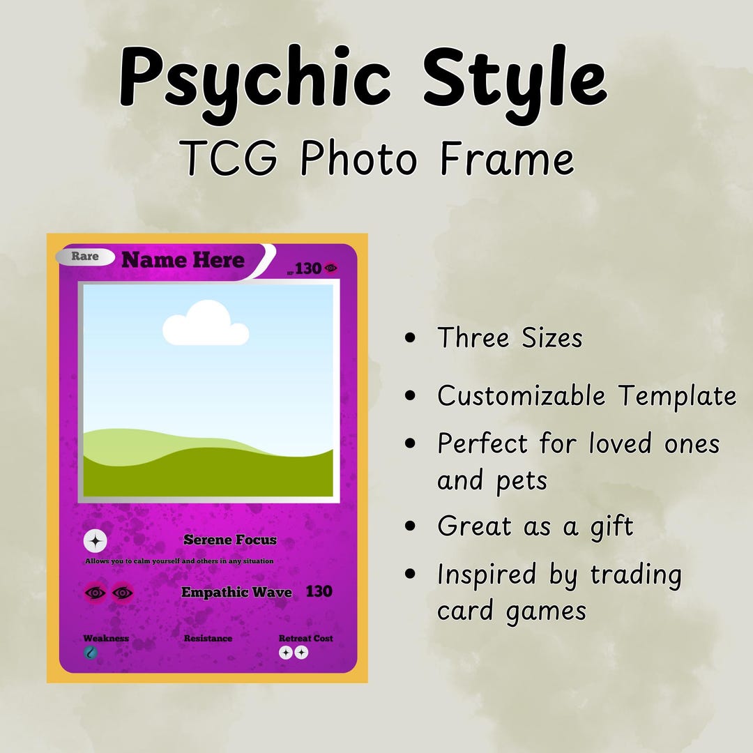 Customizable Photo Frame, Trading Card Game, Psychic Style, Canva ...