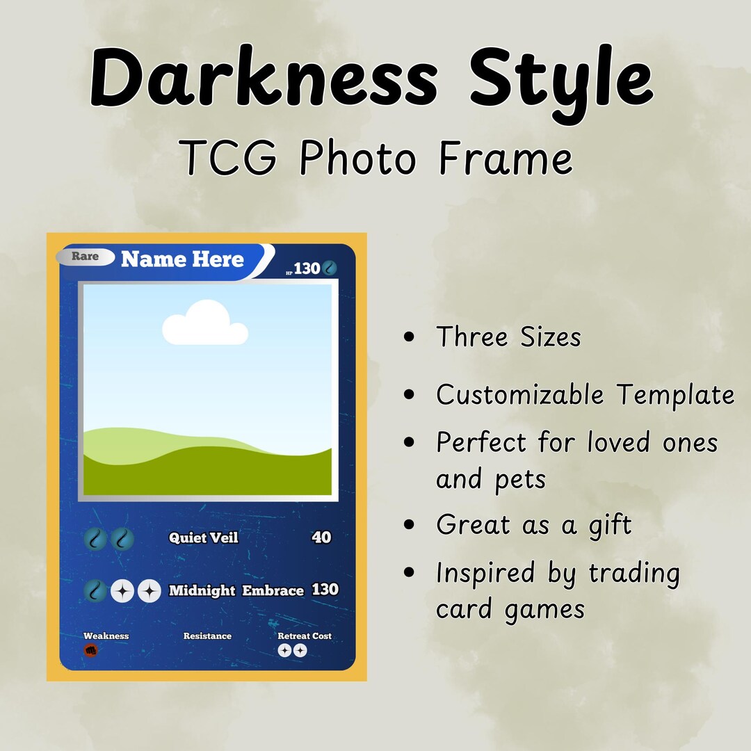 Customizable Photo Frame, Trading Card Game, Darkness Style, Canva ...
