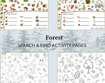 Forest Animals Search and Find Activity Pages for Kids (digital ...