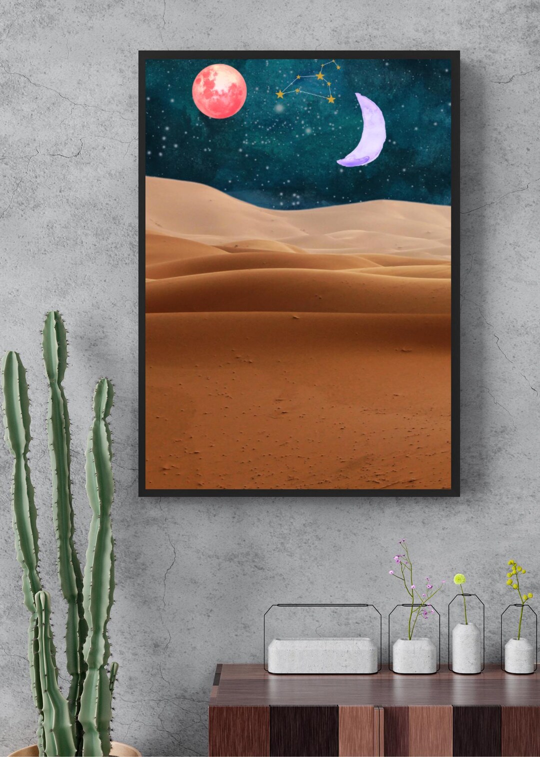 Desert Collage Downloadable Print | Desert Night Sky Wall Art | Desert ...