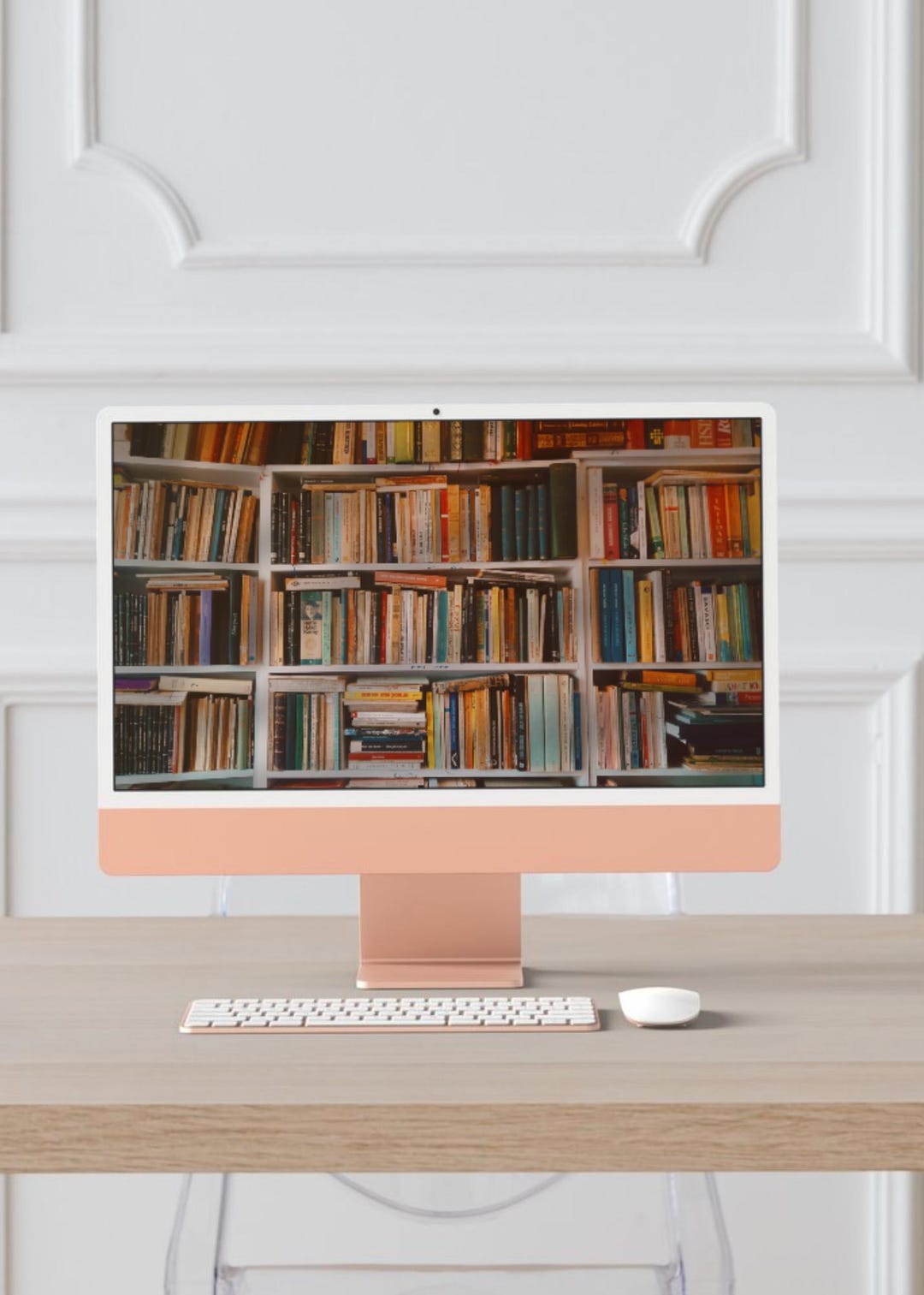 Colorful Books Virtual Background: Realistic Bookshelf (digital ...