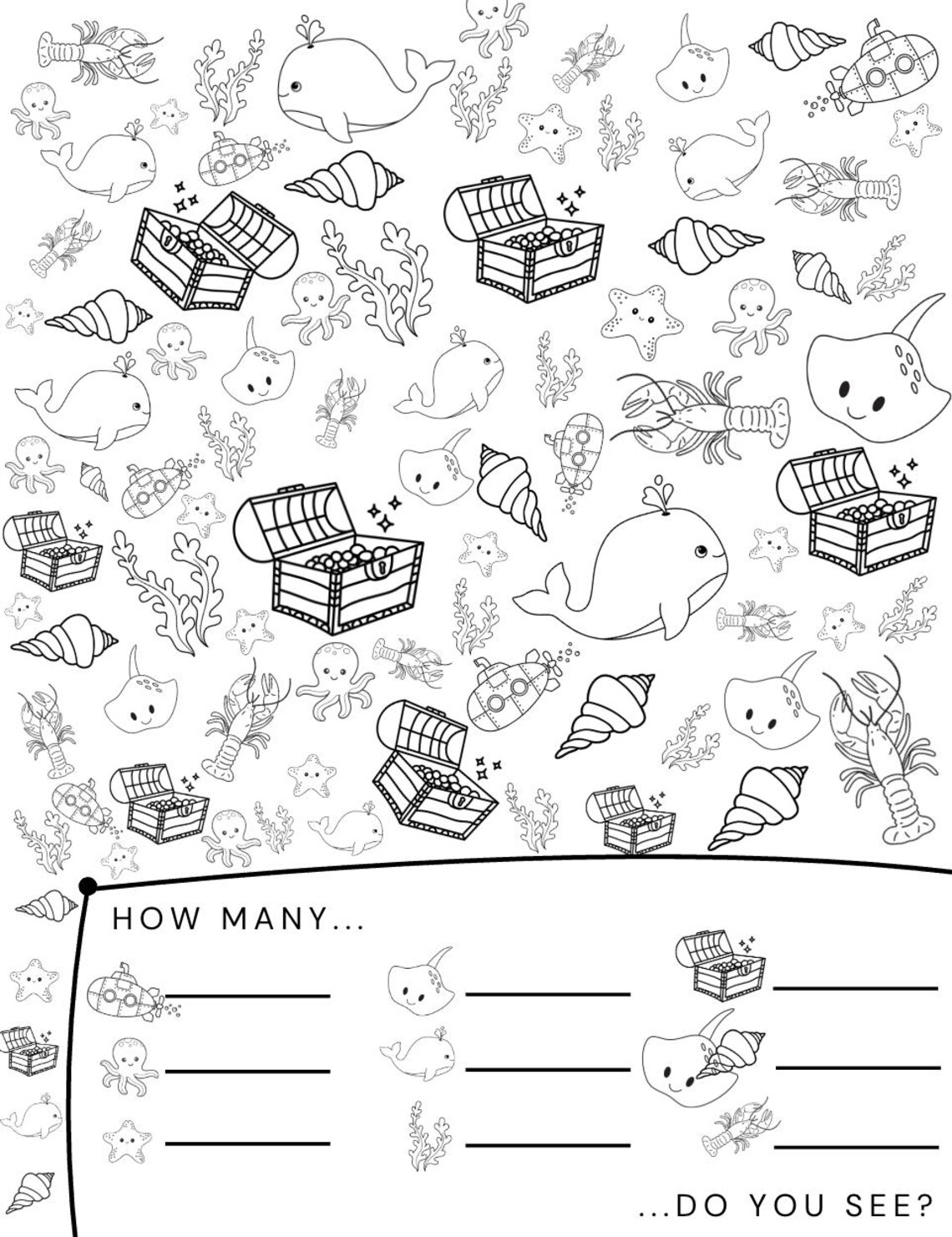 Ocean Search and Find Activity Pages: Kids Printable (digital Download ...