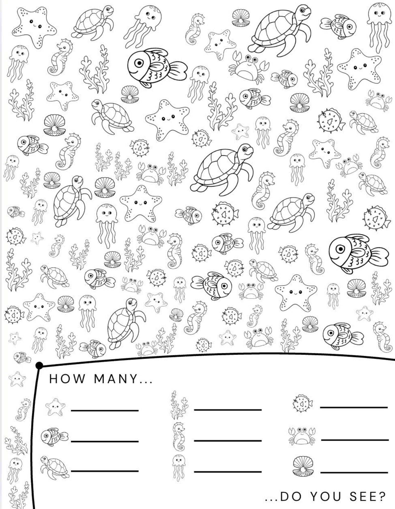 Ocean Search and Find Activity Pages: Kids Printable (digital Download ...